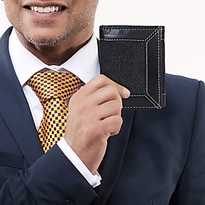 Denim Men's Trifold Designer Wallet - Sleek and Slim Includes ID Window and Credit Card Holder by Leatherboss