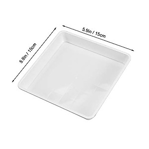Yardwe 10 PCS Square Plastic Plant Saucer Tray Plant Pot Saucer Flower Pot Tray for Garden Potted Water Drips and Soil 5.9 x 5.9 x 1.1 Inch (White)