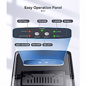 ecozy Portable Ice Maker Countertop, 9 Cubes Ready in 6 Mins, 26 lbs in 24 Hours, Self-Cleaning, Includes Ice Bags/Scoop/Basket for Home Kitchen Office Bar Party, Black