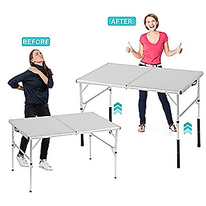 ZhouDaShu Table Leg Extenders for Folding Tables, Metal Table Leg Extensions for Bent and Straight Legs, Adjustable Folding Table Leg Risers, 4 Pack Table Height Extenders for Rise 3.6"/5.23"(7.8in)