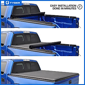 Tyger Auto T1 Soft Roll Up Truck Bed Tonneau Cover Compatible with 2004-2008 Ford F-150; 2005-2008 Lincoln Mark LT | Styleside 6.5' Bed (78") | TG-BC1F9020 , Black