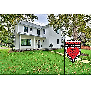 Valentine's Day Flag,Valentine's Heart Garden Flag 12x18 Inch Double Sided Printing 2 Layer Burlap Valentine Flags for Your Valentine's Day Decoration