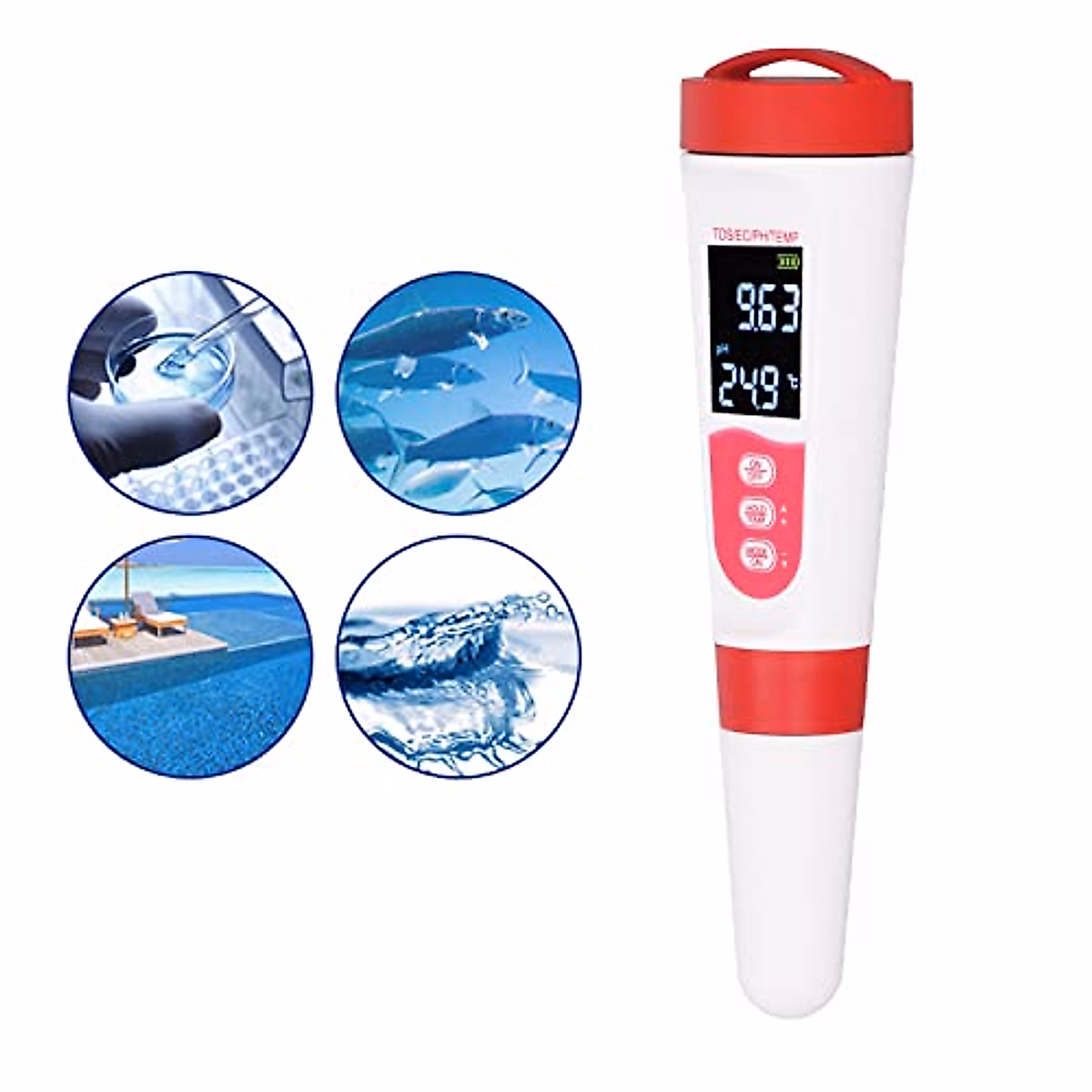 Digital Water Tester 4 in 1 Multifunctional Water Test Pen for Temperature TDS EC Acid Base Testing