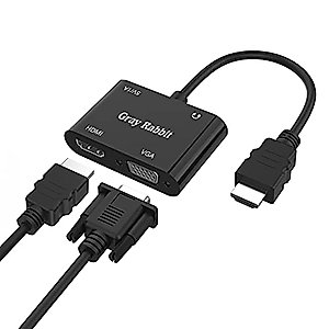 Gray Rabbit HDMI to VGA HDMI,1080P HDMI to VGA HDMI Adapter(Male to Female) with Audio Support. for Computer, Desktop, PC, Monitor, Projector, HDTV, Chromebook, Xbox and More,Need Supply Required
