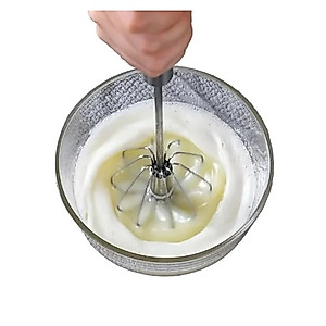 Semi-automatic Egg Beater, Stainless Steel Egg Beater Hand Mixer Automatic Turning Egg Mixer(One set)