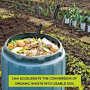 Gisafai Compost Aerator Compost Turner and Mixing Tool Compost Aerator Tool Stainless Steel Compost Aerator Tool Compost Aeration Tool for Outdoor Garden Lawn Composting