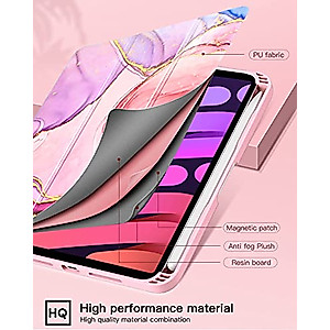 ZtotopCases for New iPad Mini 6 Case 2021, Shockproof iPad Mini 6th Generation Case with Pencil Holder, Auto Sleep/Wake, Premium Protective Smart Cover for iPad Mini 6th Gen 8.3 inch, Marble Pink
