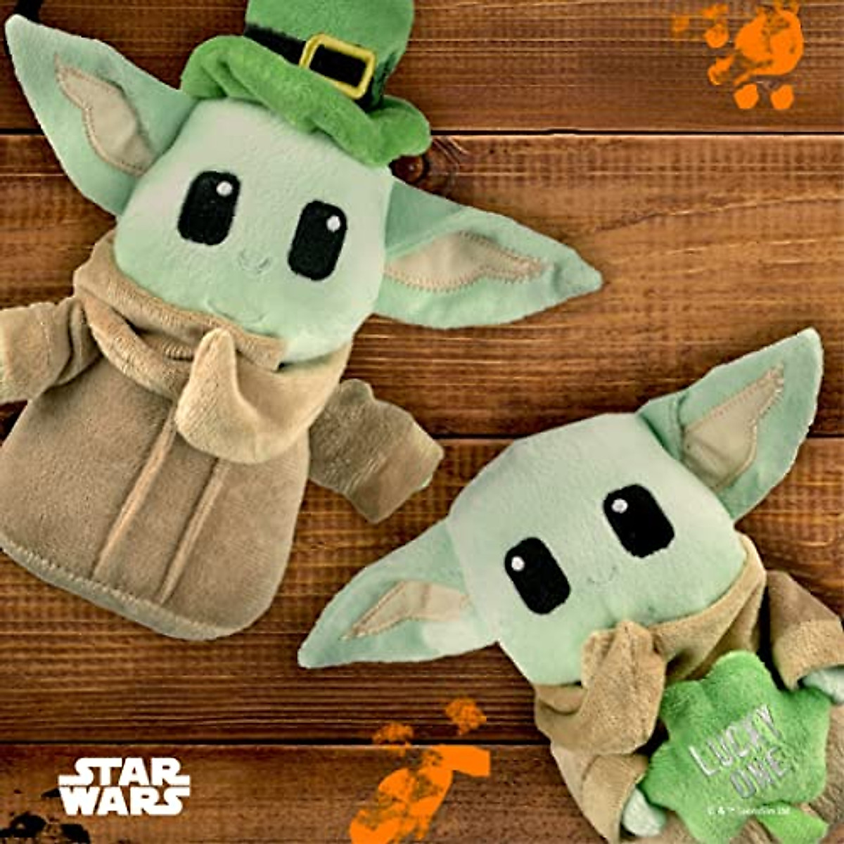 STAR WARS St Patty's 6" Grogu Lucky One Squeaker Pet Toy | St. Patrick’s Day Toy Themed Grogu Baby Yoda The Child | Medium Dog Squeaker Toy for Dogs, (FF19509)