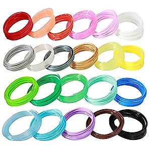 1.75mm 22 Mixed Colors 3D Printing PLA Filament Sample Refill Pack, Each Color 10ft, Total 220ft PLA Refills, Fit for Most 3D Printer & Normal 3D Pen, with Extra 2 Silicone Finger Caps by OEM MIKA3D