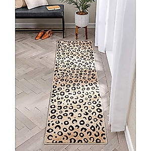 Well Woven Dulcet Leopard Black Ivory Animal Print Area Rug 2' x 7'3" Runner