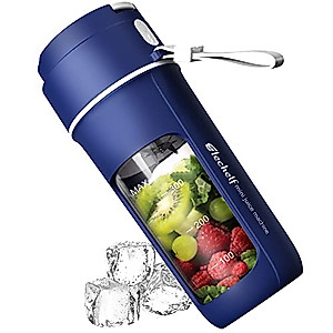 Portable Blender, Mini Blender For Shakes and Smoothies, Personal Blender USB Rechargeable, Fresh Juice Blender With 8 Blades, 12oz Handheld Blender For Kichen Ice (Blue)