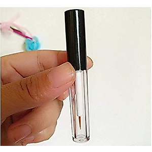 6Pcs 4ml Eyeliner Vials Tube Empty Refillable Plastic Clear Mascara Tube Eyelashes Tube Eyeliner Bottle With Plug and Black Lid Portable Travel Eyelash Growth Oil Tube Container