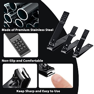 Cater Manicure Nail Clippers Pedicure Set - Stainless Steel Manicure, Professional Grooming Kit, Nail Care Tools with Luxurious Travel Case (18pcs-Black)