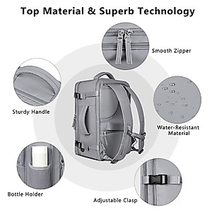 Snoffic Travel Backpack Men Women, Carry-ons Backpack Personal Item Size, Waterproof College Backpack, Business Work Hiking Casual Daypack Bag, Fits 17.3" Laptop, Dark Grey