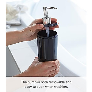 Yamazaki 2929 Tower Shampoo Dispenser Contemporary Bottle Pump for Shower, Round, Black & Silver