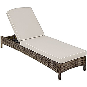 Crosley Furniture KO70070WB-SA Bradenton Outdoor Wicker Chaise Lounge with Sand Cushions