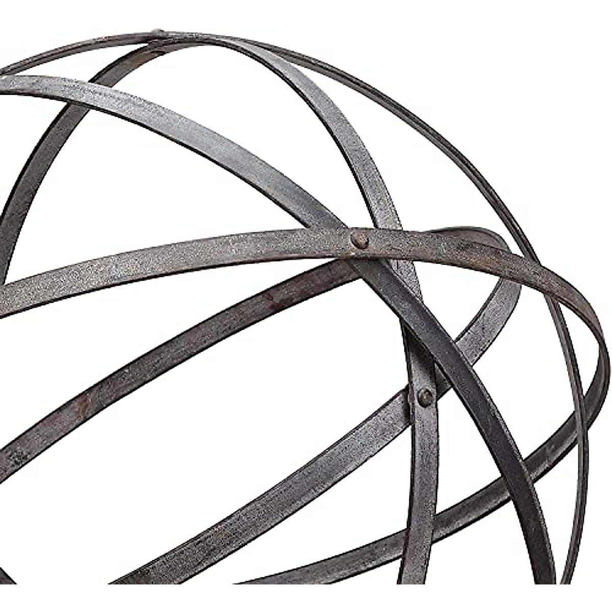 Foreside Home and Garden Black Large Distressed Metal Decorative Sphere Sculpture, 42