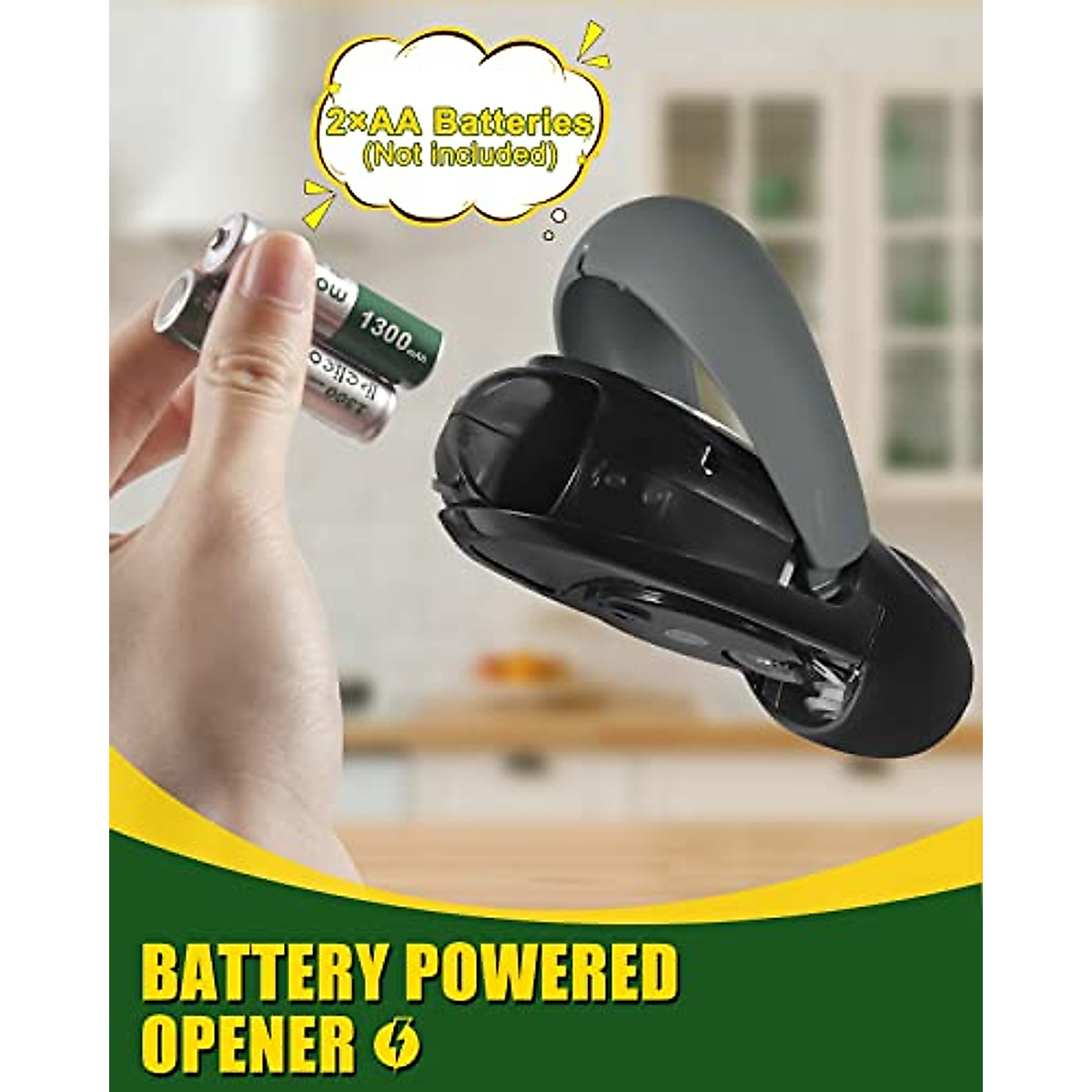 Smooth Edge Food-Safe Electric Can Opener, One-Touch Kitchen Can Opener Opens Almost Most Can Sizes, Good for Senior with Arthritis, Best Gift for Women, Battery Operated and Automatic Can Opener