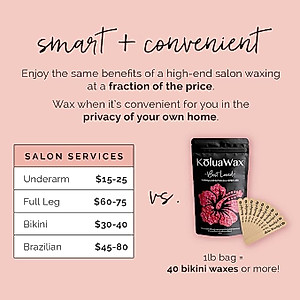 KoluaWax Hard Wax Beads for Hair Removal – Coarse Hair Formula – Face, Brazilian, Underarm, Back Chest, Bikini Waxing – Dragon Fruit & Hibiscus, 1lb Refill for Wax Warmers & 10 Applicator Sticks