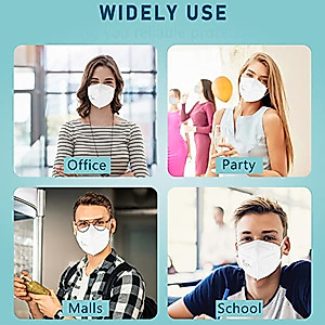 ChiSip Kn95 Face Masks 50 pack, Individually Wrapped Cup Dust Safety Masks 5 Layer Protection Mask for Adult, Men, Women, Indoor, Outdoor Use, White