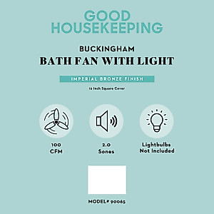 Good Housekeeping 90065 Buckingham Decorative Bathroom Ventilation Exhaust Fan with Light and Nightlight, Medium, Imperial Bronze