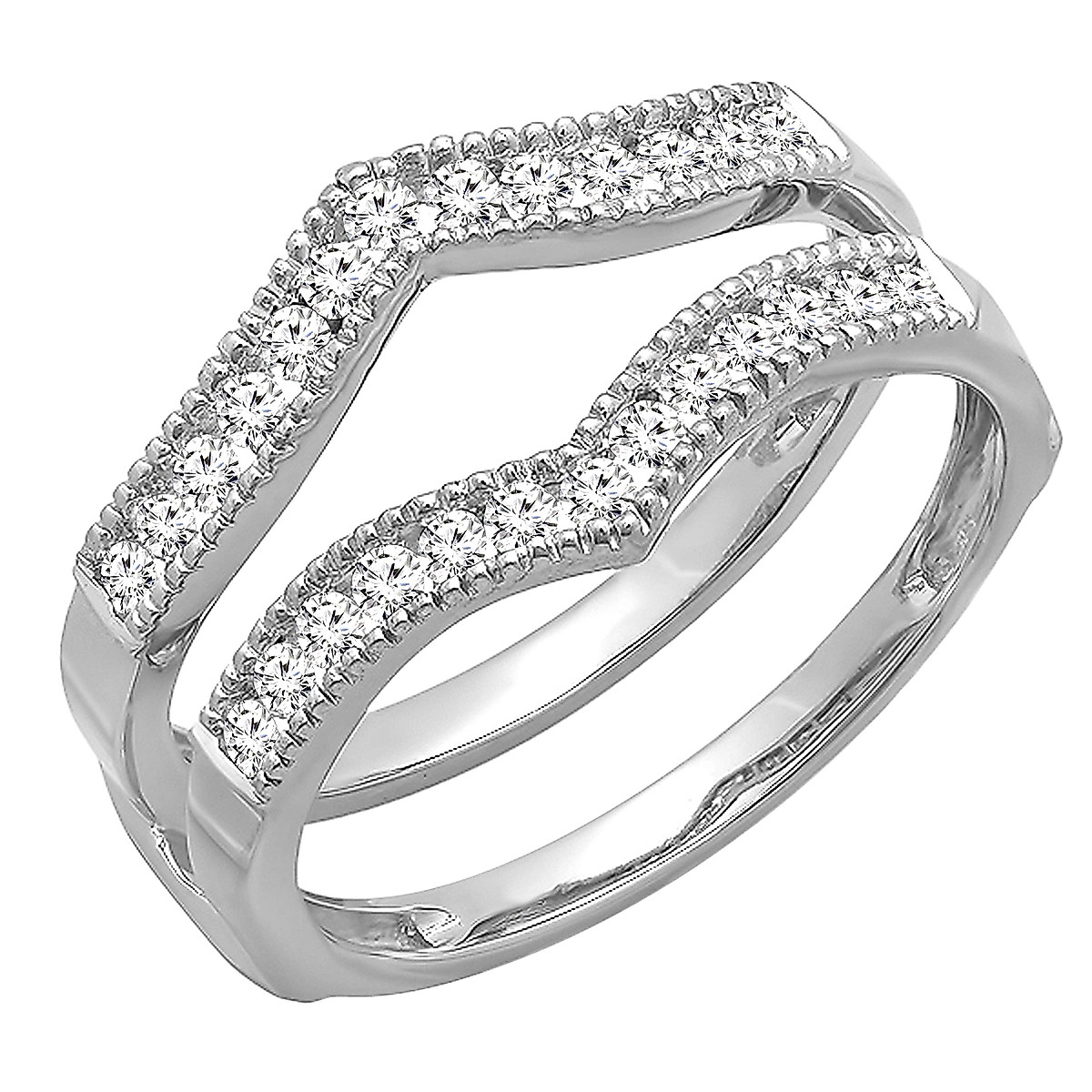 Dazzlingrock Collection 0.45 Carat (Cttw) Round White Diamond Women Wedding Enhancer Ring 1/2 CT, 18K White Gold, Size 9