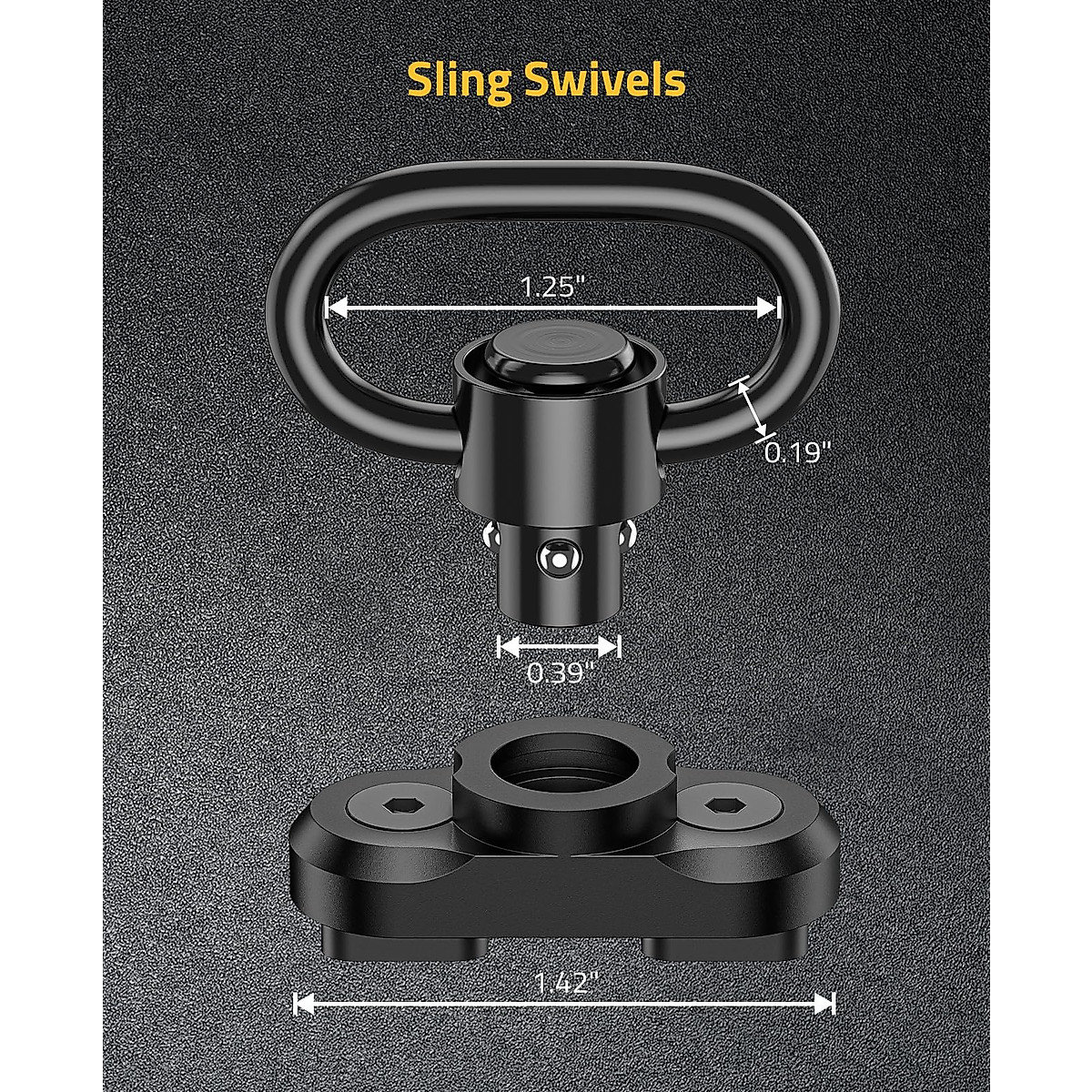 CVLIFE Qd Sling Mount 1.25" Sling Swivel 2-Pack for Two Point Sling (2 Pack 360° Rotation Sling Mount)