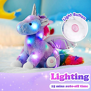 CozyWorld 16.5" Unicorn Light up Unicorn Stuffed Animal Glowing Soft Plush Toys Decor Birthday Christmas Children's Day Gifts for Toddlers Boys Girls Kids
