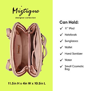 MMS Brands Miztique The Daisy Convertible Backpack Purse for Women (Blush) | Soft Vegan Leather Shoulder Strap Bag or Convertible Backpack | 10.5in x 4in x 11.5in |