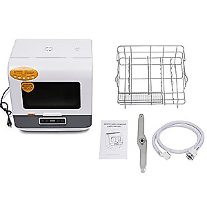 Compact Countertop Dishwasher with Washing 4 Programs, Air-dry Dishes, Build-in LED for Aparments, Dorms and RVs (White)