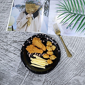 Pandecor Rose Gold 50th Birthday Party Supplies 50PCS Disposable Paper Plates 7 Inch Dessert Plates for 50 Years Anniversary Party