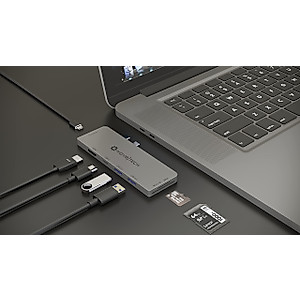 NOV8Tech USB C Hub for MacBook Air, Pro M1/M2/M3 2023/2022-2016, MacBook Air USB C Adapter Dongle, 4K HDMI, 100W PD, 40Gbps TB3 5K 60Hz, USB-C, 2 USB 3.0 and SD/Micro Card Readers (Space Gray)