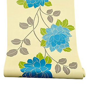 Yifely Large Blue Peony Shelf Liner Self-Adhesive Dresser Drawer Covering PVC Paper Refresh School Study Desk 17.8 Inch by 9.8 Feet