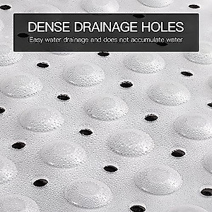 FALEJU Extra Large 47 x 32 Inch Shower Mat Non Slip, Shower and Bath Mat with Drain Holes and Suction Cups, Extra Wide Bath Tub Mat Non Slip, Bathroom Accessories, Clear