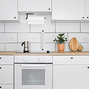 Paper Towel Holder Under Cabinet Hanging Self Adhesive Paper Towel Holder Black Wall Mount Paper Towel Holders Stick on Paper Towel Rack/Roll Holder Kitchen Hardware/Storage Paper Towels Bulk Hanger