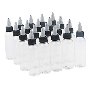 Bonarty 40 x Plastic Squeeze Squirt Condiment Bottles with Twist on Cap Lids - Perfect for BBQ, Condiments, Dressing, Arts and Craft (60ml)