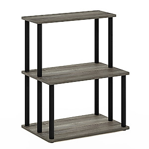 Furinno Turn-N-Tube 3-Tier Toolless Kitchen Storage Shelf, French Oak Grey/Black