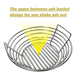 Stainless Steel Charcoal Ash Basket Fits for Kamado Joe JR Charcoal Ash Basket Charcoal Holder with Handles
