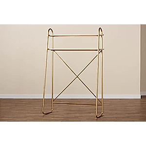Baxton Studio Merida Gold Finished and Brown Finished 2-Tier Twin Size Shelf