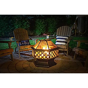 Endless Summer,WAD1377SP, Hex Shaped Outdoor Fire Bowl with Lattice, Oil Rubbed Bronze