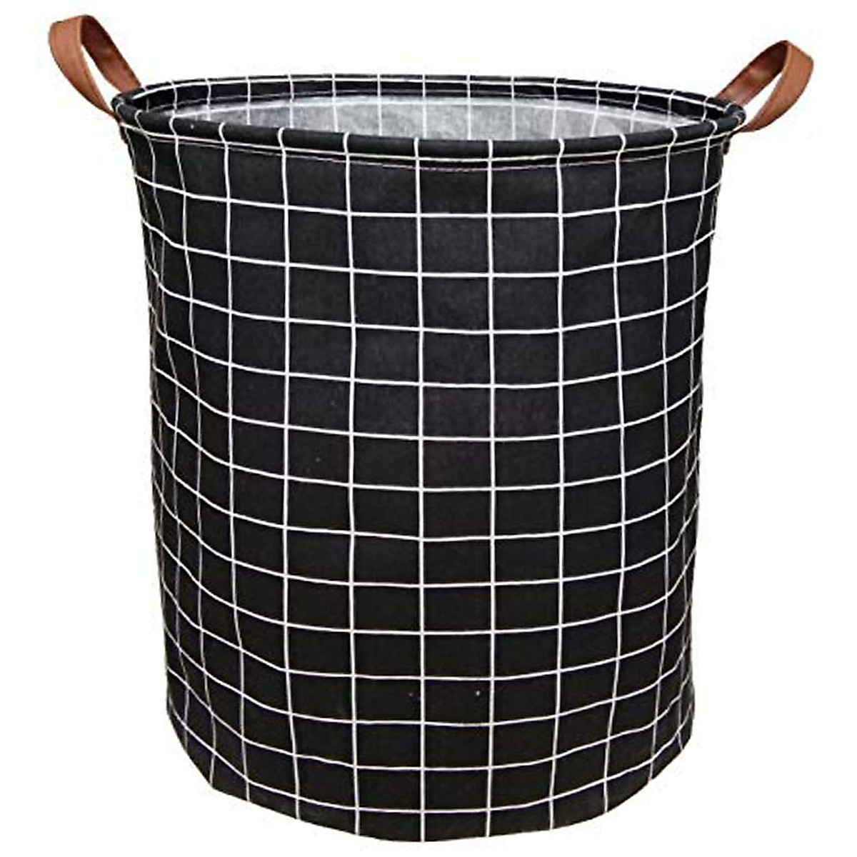 BOOHIT Cotton Fabric Storage Bin,Collapsible Laundry Basket-Waterproof Large Storage baskets,Toy Organizer,Home Decor(Black plaid)