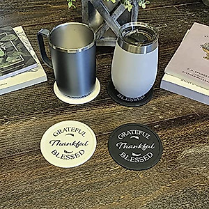 Silicone Coasters for Drinks Set / 6 Pack Proverbs 18:10 Products / Black Drink Coasters for Table Top Protection / Thankful Home Decor and Housewarming Gift / Grateful Thankful Blessed Decor