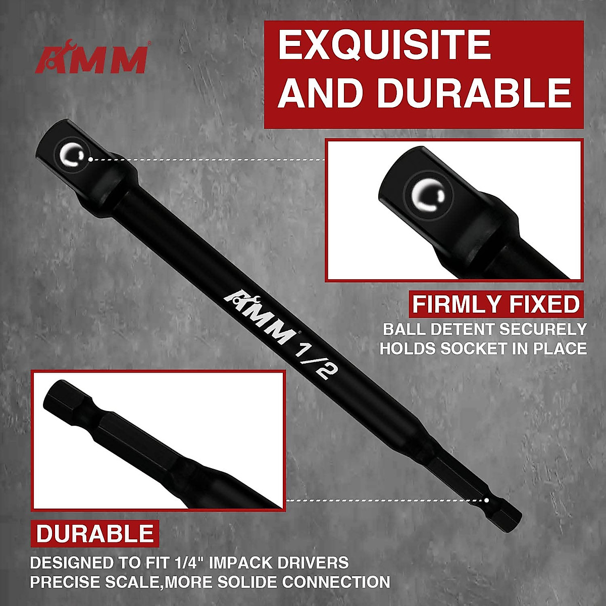 AMM 6-Piece Impact Grade Socket Adapter Set, 3-Inch & 6-Inch Power Drill Socket Driver Adaptor, 1/4", 3/8", 1/2" Hex Shank Adapt Your Power Drill To High Torque Impact Wrench