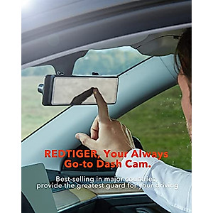 REDTIGER Rear View Mirror Camera 11'' UHD 4K Front and 1080P Rear View Mirror Dual Cameras for Cars,GPS,Parking Monitor,Night Vision,Smart Reverse Parking Assistance,Touchscreen,Free 32 GB Card