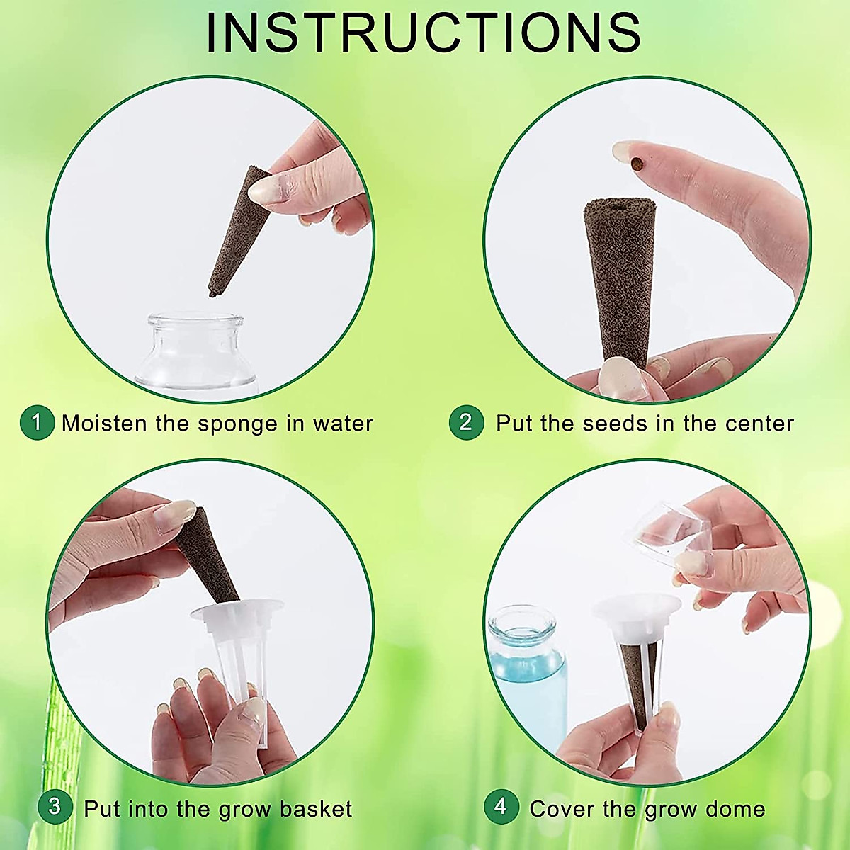 HTCWMD 50 Pack Grow Baskets Hydroponics Seed pods Basket Compatible with aero Garden Grow Sponge Starter pods，White