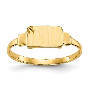 IceCarats 14K Yellow Gold Custom Engraved Signet Ring Handmade Personalized Monogram Initial Letter Band Size 3