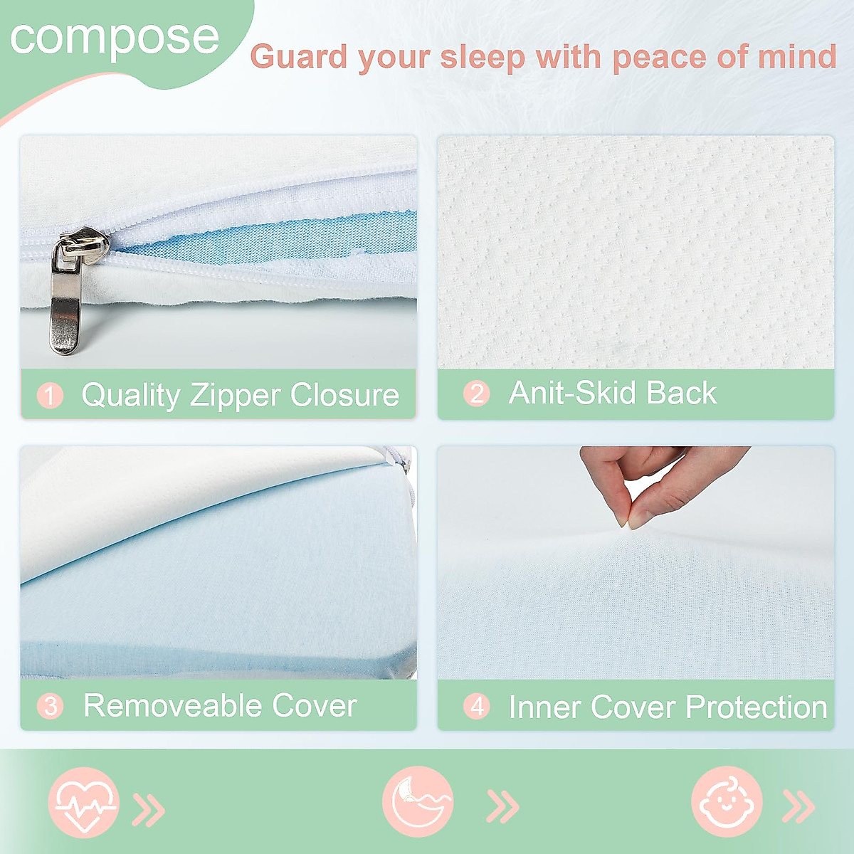 ANGELBLISS Baby Bassinet Bedside Sleeper with Gel Memory Mattress Topper, Easy Folding Portable Bassinet for Baby with Wheels, Mattress with Removable Cover