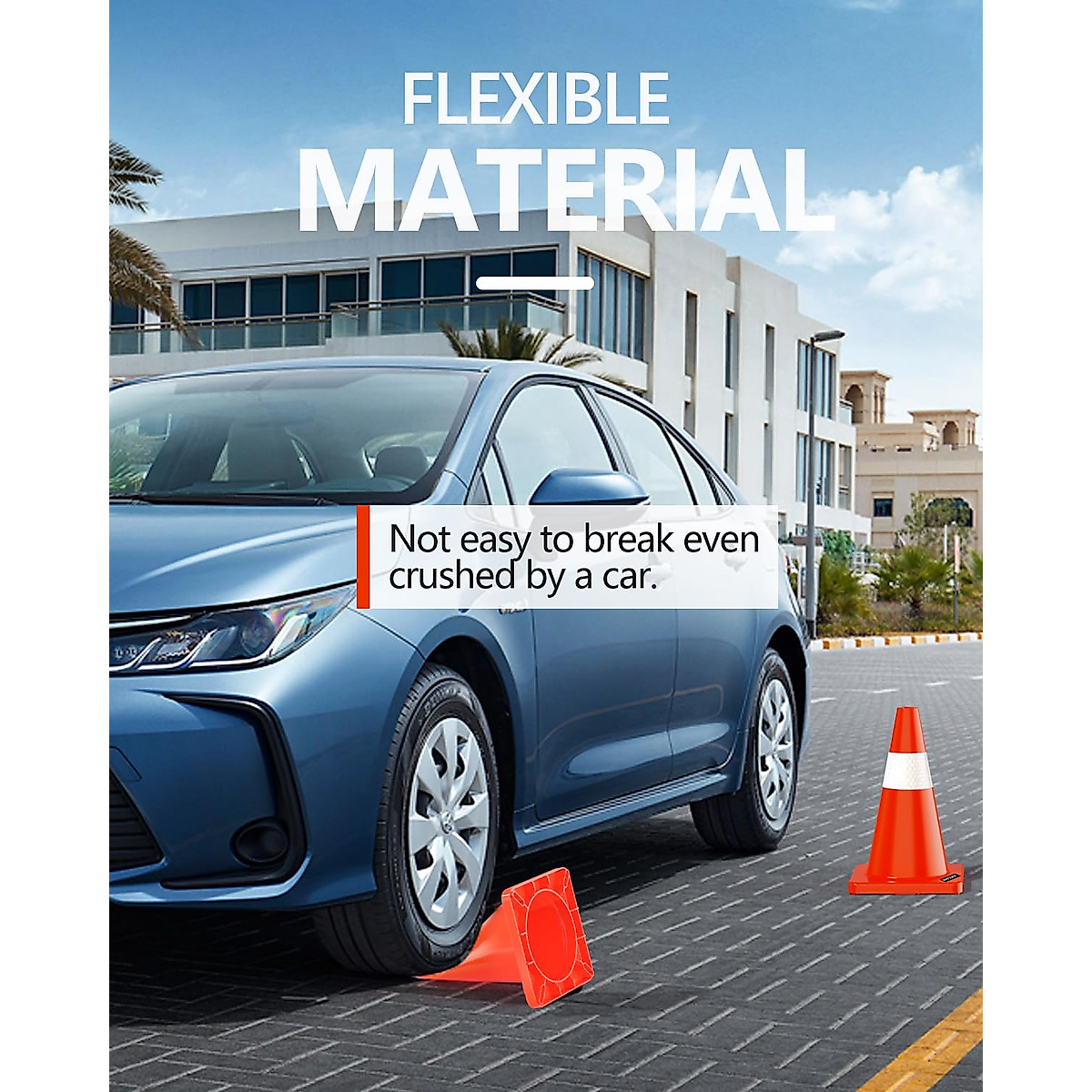 BATTIFE 12Pack Traffic Safety Cones 18" inch with Reflective Collars PVC Orange Construction Cones for Home Driveway Road Parking Use