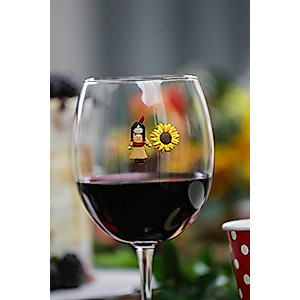 Thanksgiving Magnetic Wine Glass Charms Set of 12 Perfect Drink Markers for Stemless Glasses, Champagne Flutes & More - Great Hostess Gift