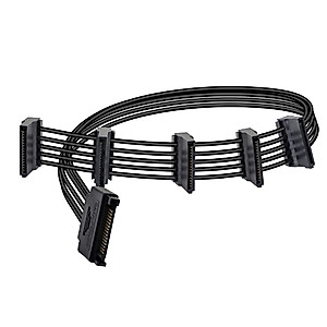 GELRHONR 15Pin SATA Male to 5 x 15 Pin SATA Female Hard Drive Power Right Angle Splitter Adapter Cable Extension Cable for Hard Disk 50CM